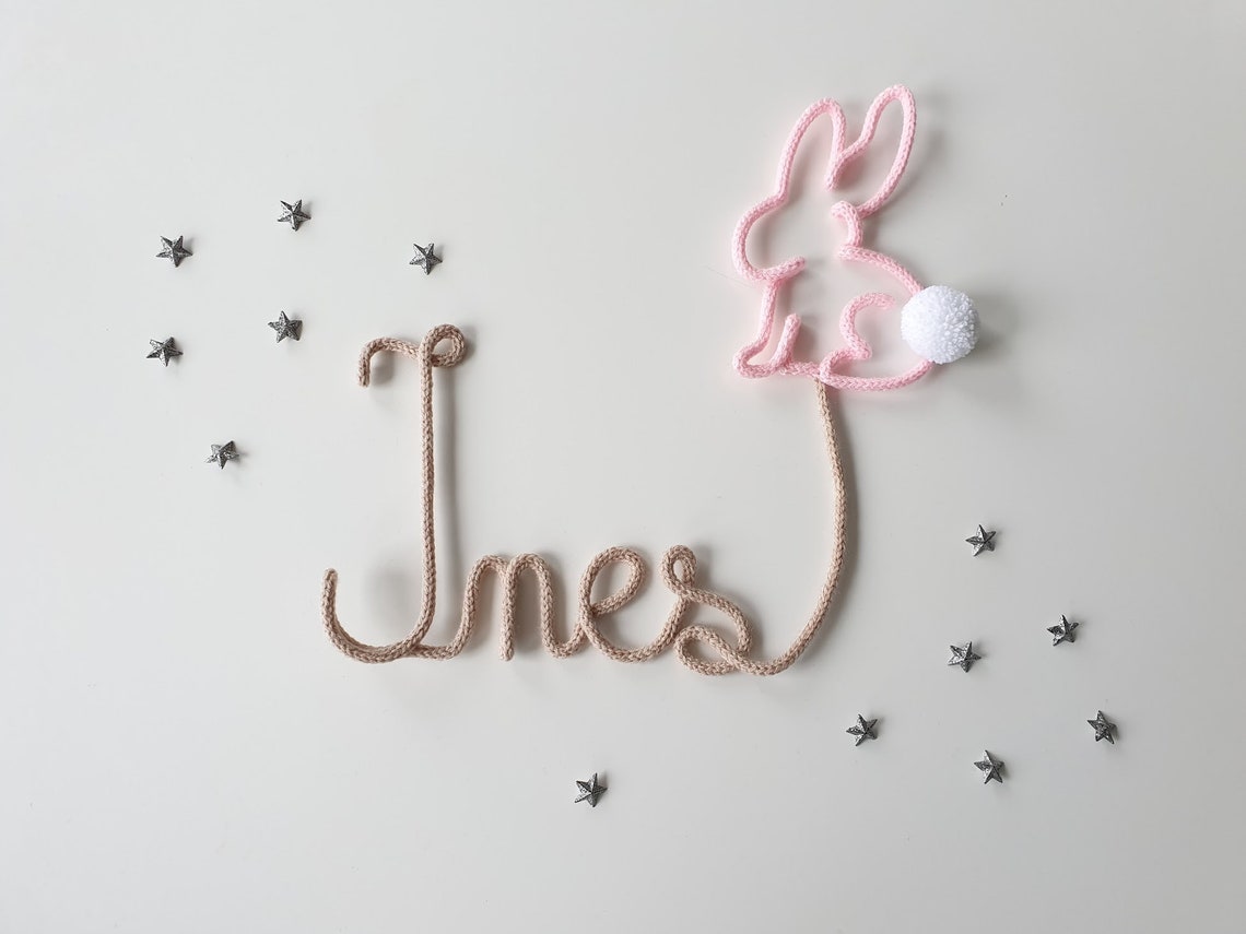 Prénom tricotin décor lapin - Etsy France