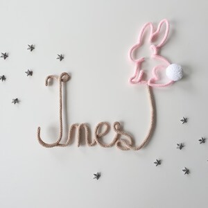 Prénom tricotin décor lapin - Etsy France