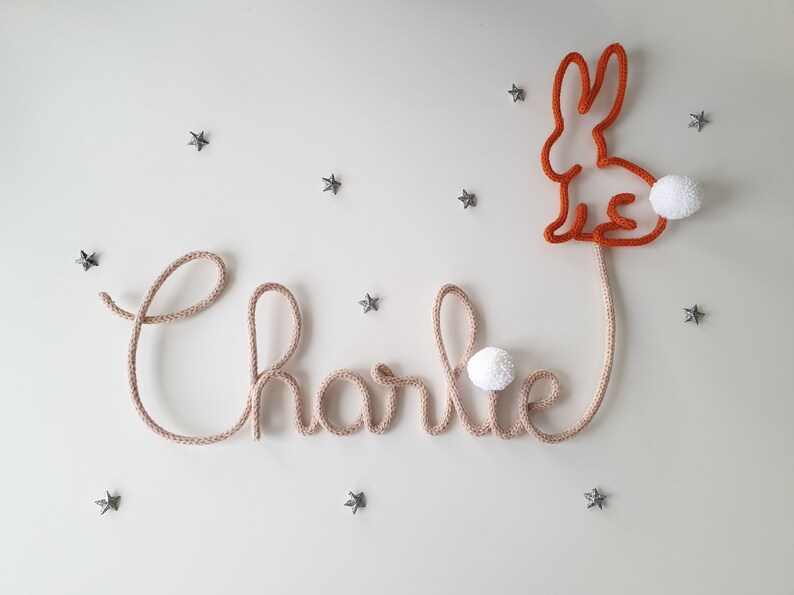 Prénom tricotin décor lapin - Etsy France