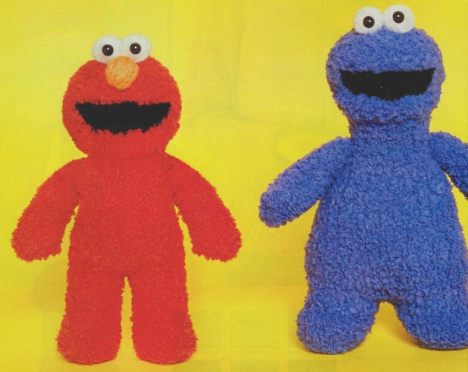 Knitting Pattern Sesame Street Elmo and Cookie Monster Toys Dolls in 4 ...