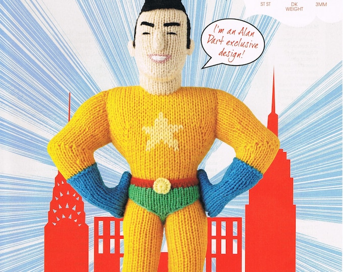 Alan Dart Knitting Pattern Superhero Superman Toy Doll in Double ...