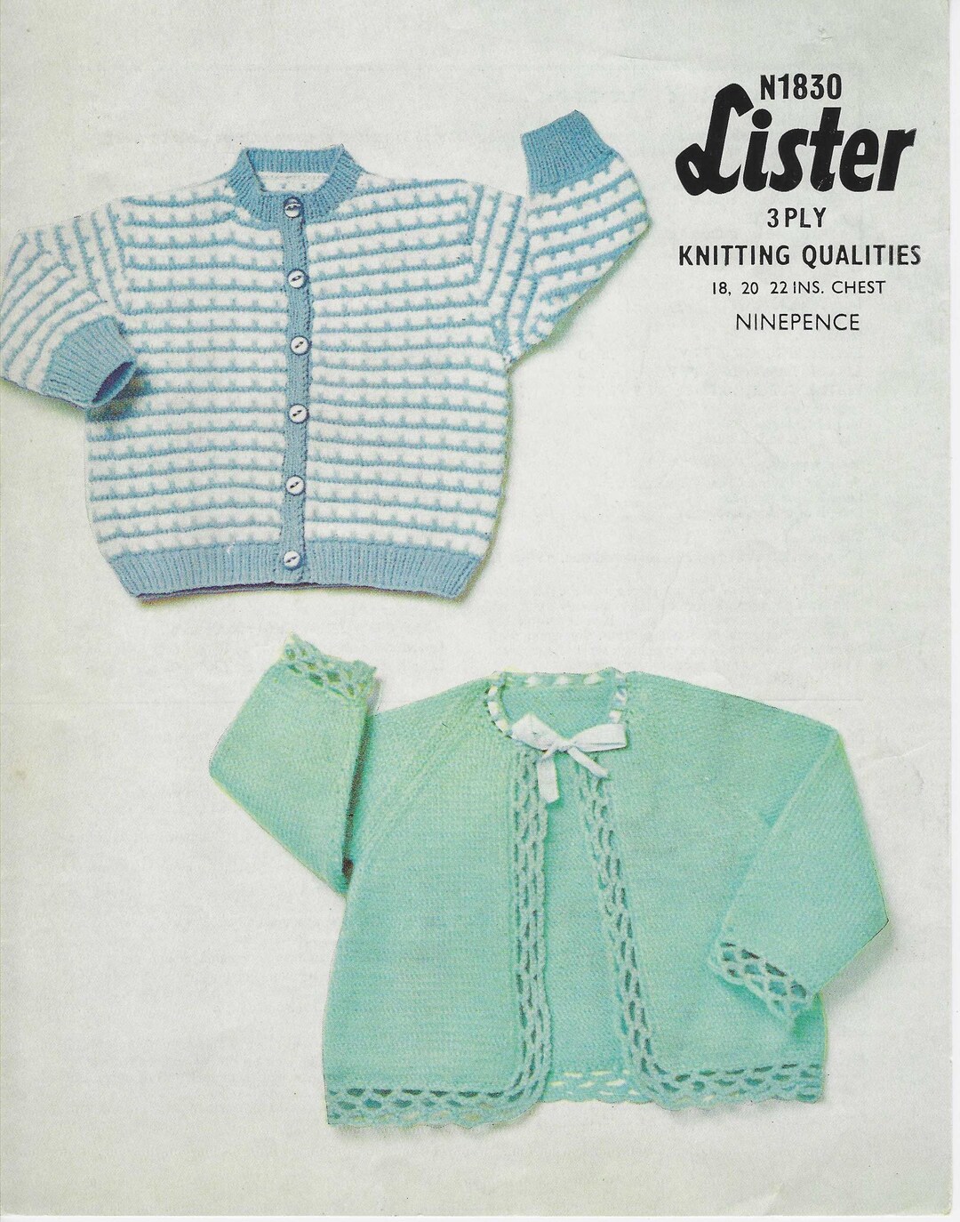 Vintage Lister Knitting Pattern N 1830: Baby Toddler Clothes, Matinee ...