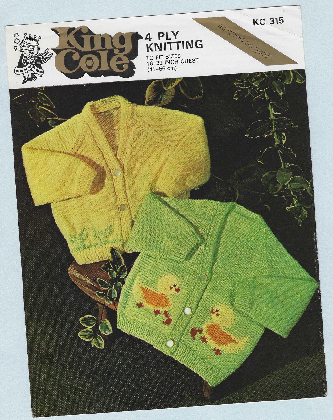 Vintage King Cole Knitting Pattern KC 315: Baby Toddler Cardigan in 4 ...