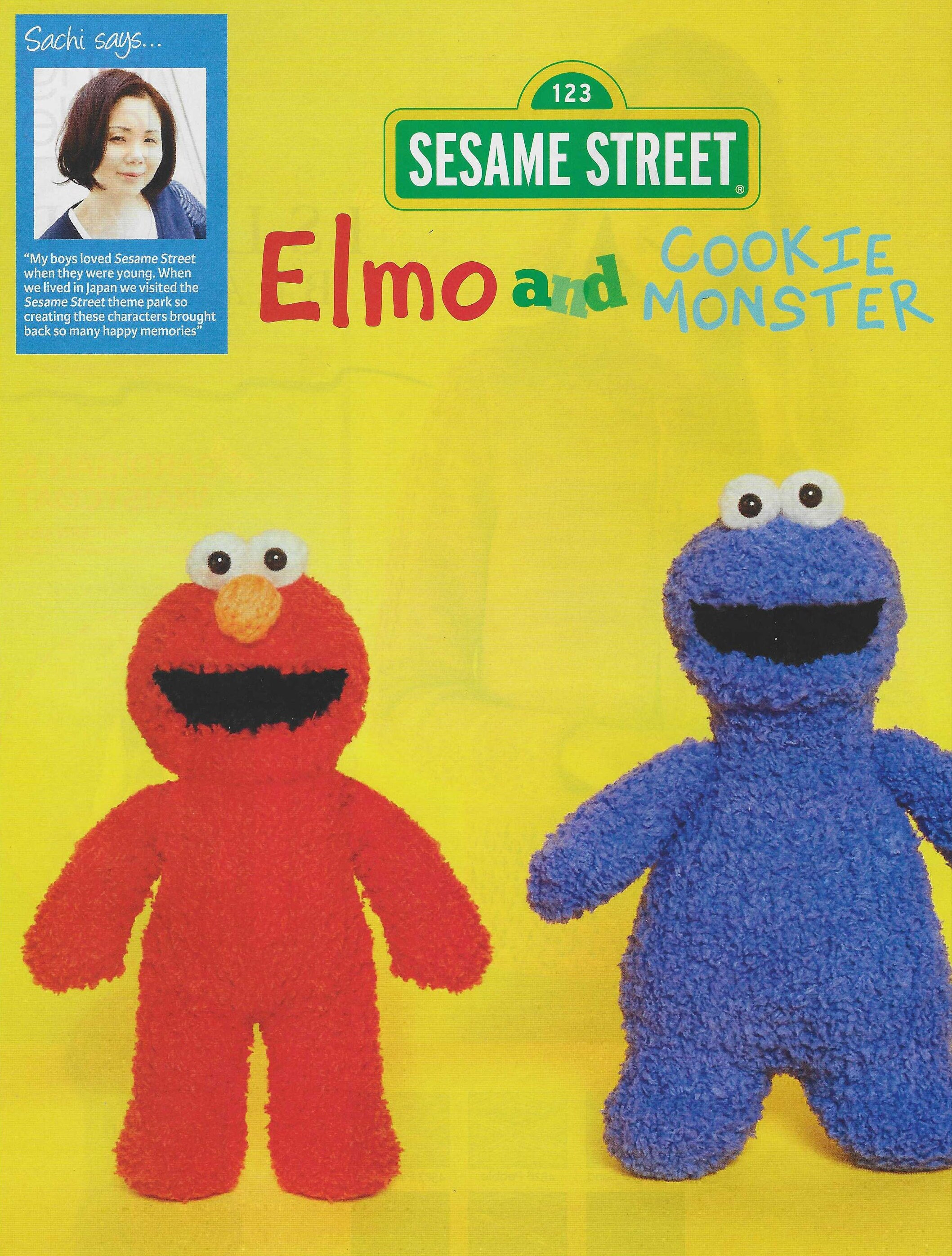 Knitting Pattern Sesame Street Elmo and Cookie Monster Toys Dolls in 4 ...