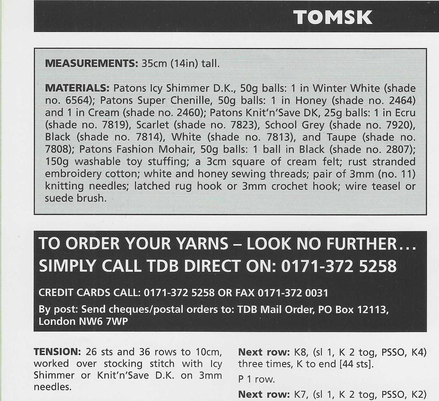 Original Vintage Alan Dart Knitting Pattern Leaflet: the Wombles Tomsk ...