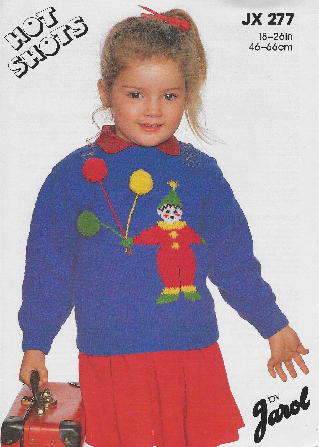Original Out-of-print Jarol Knitting Pattern JX 277: Kids Clown Picture ...