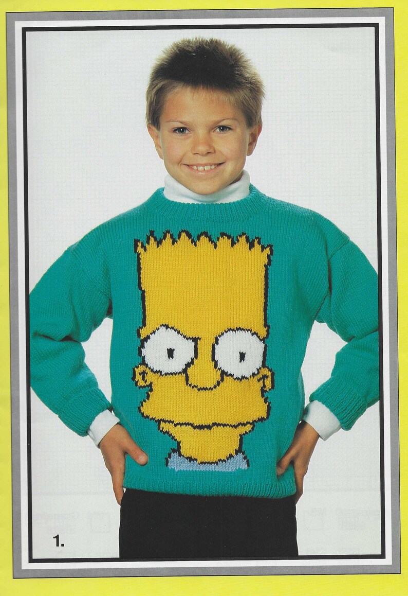 Original Vintage Gary Kennedy Intarsia the Simpsons Knitting Pattern ...
