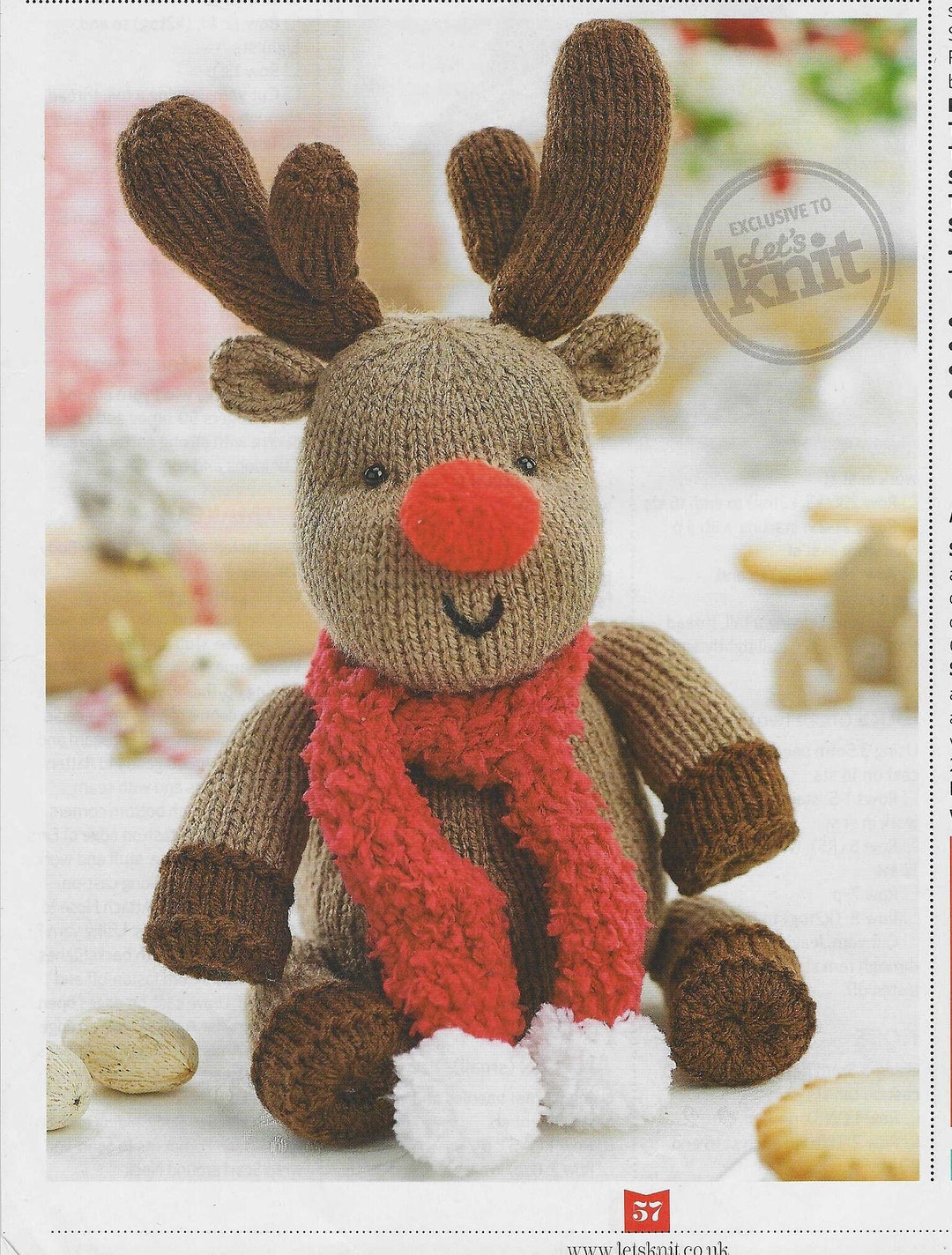 Christmas Knitting Pattern Rudolph Reindeer Christmas Doll Toy ...