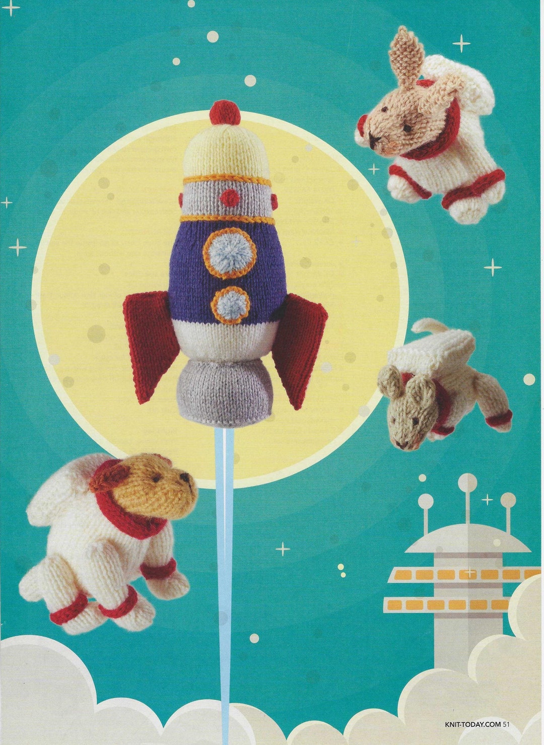 Knitting Pattern 3..2..1..blast Off, Spaceman Astronaut Rocket Space ...