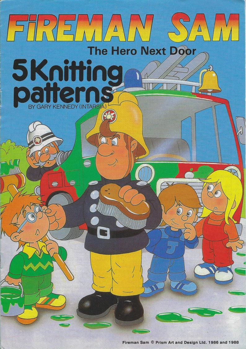 Original Vintage Gary Kennedy Intarsia Fireman Sam Knitting Pattern ...