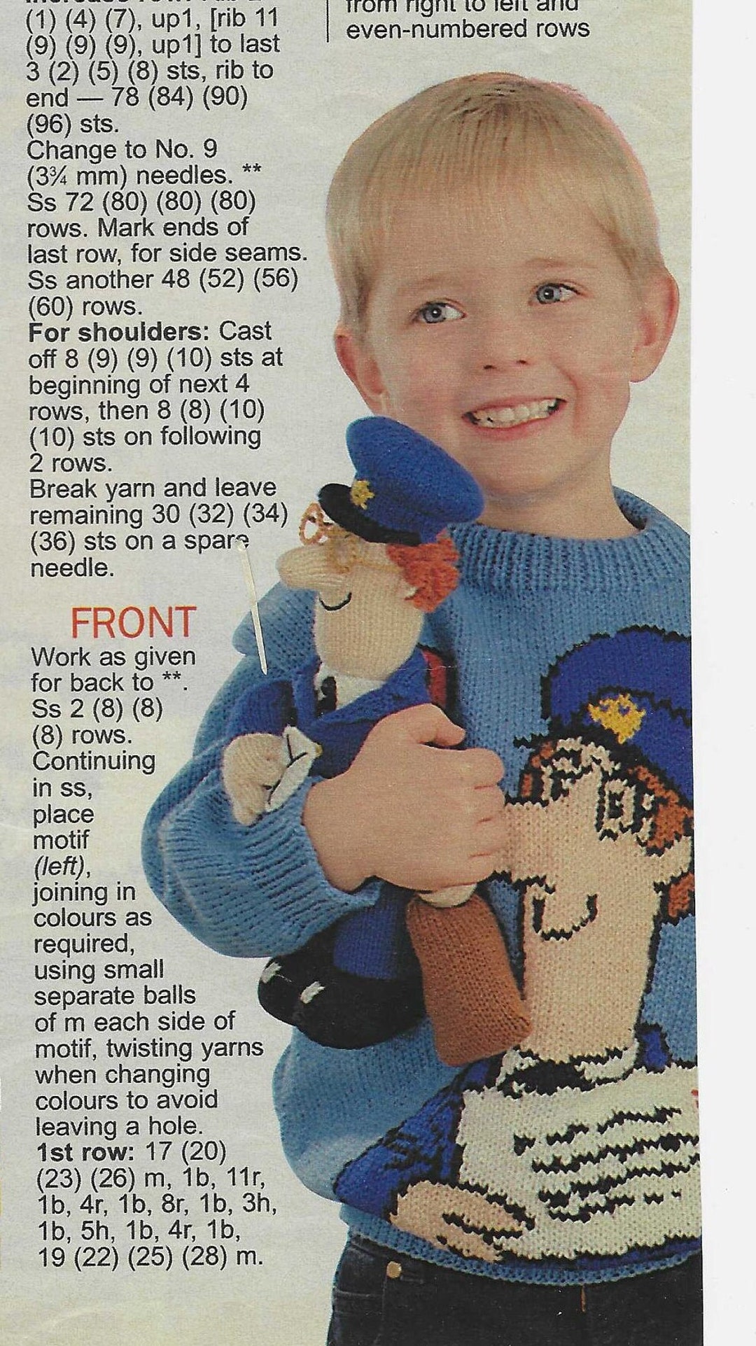 Alan Dart Knitting Pattern Postman Pat Toy Doll and Picture Jumper ...
