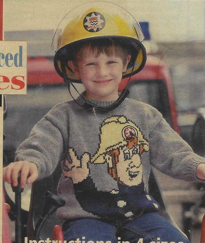 Alan Dart Knitting Pattern: Fireman Sam Toy Doll, Intarsia Picture ...