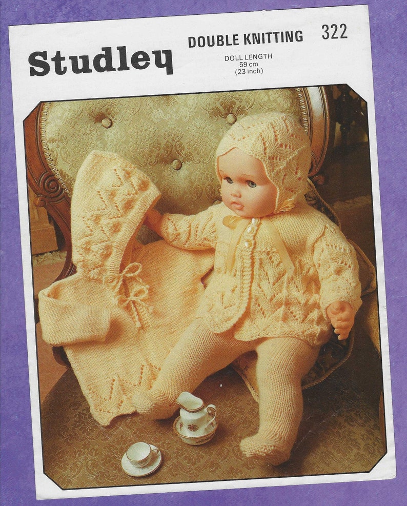 Original Vintage Studley Knitting Pattern 322: Dolls Clothes Outfit ...