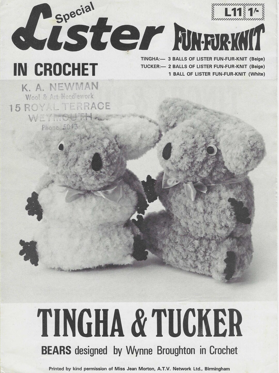 Original Vintage Lister Crochet Pattern L11: Tingha and Tucker Koala ...