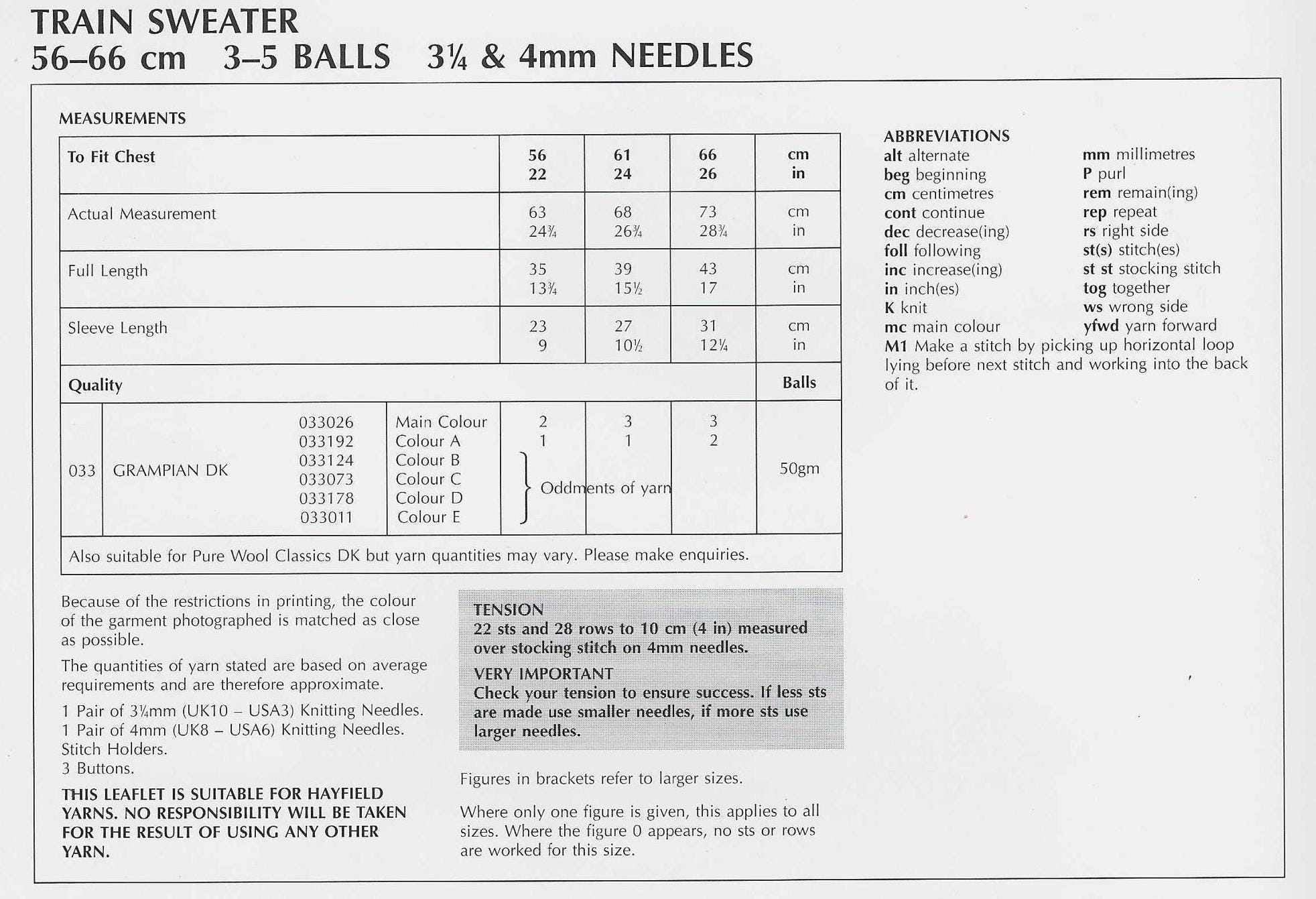 Out-of-print Hayfield Knitting Pattern 00843: Kids Intarsia Train ...