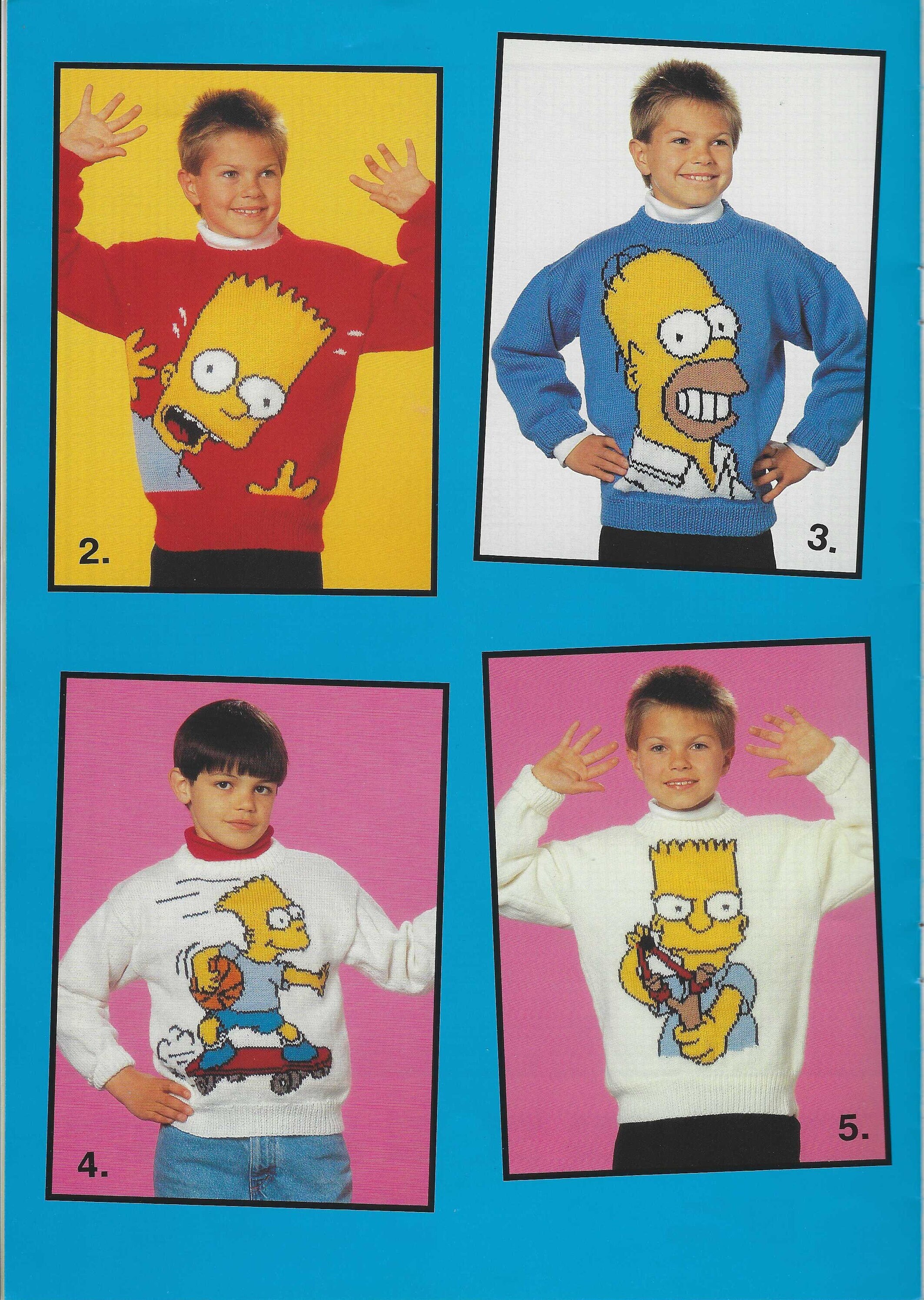 Original Vintage Gary Kennedy Intarsia the Simpsons Knitting Pattern ...