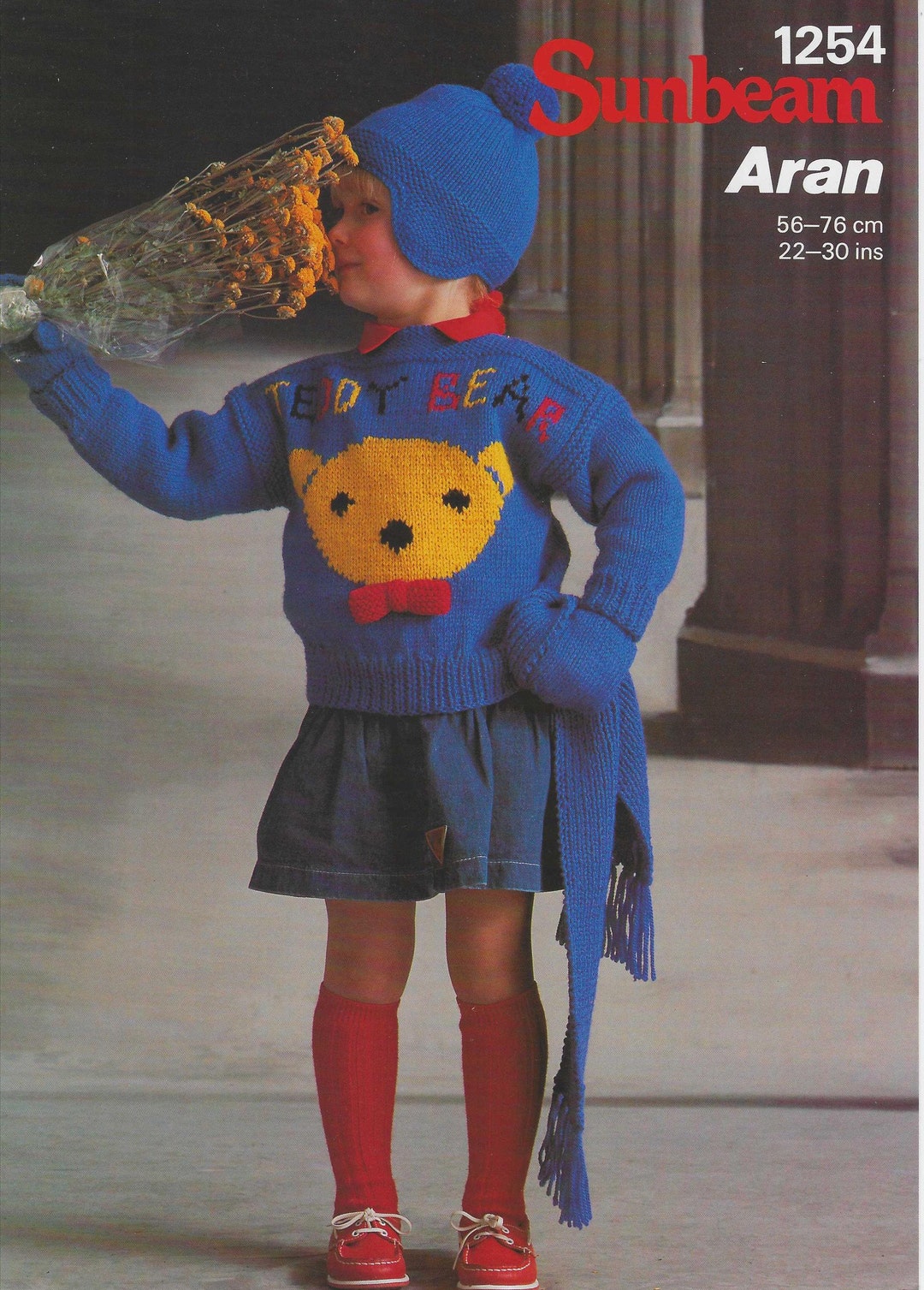 Out-of-print Sunbeam Knitting Pattern 1254: Kids Aran Teddy Bear ...