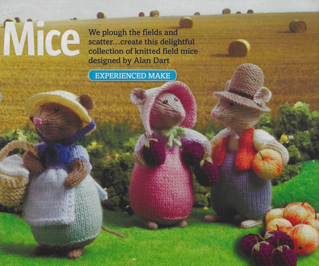 Alan Dart Knitting Pattern Harvest Mice Mouse Toys Dolls in Double ...