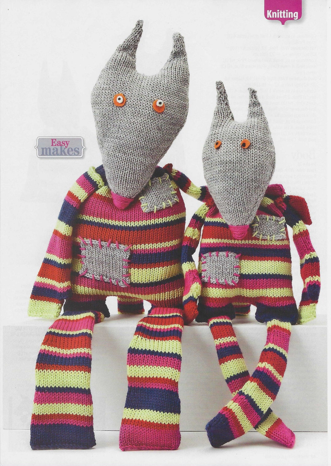 Knitting Pattern Big Wolf Little Wolf Animal Toys Dolls in Double ...