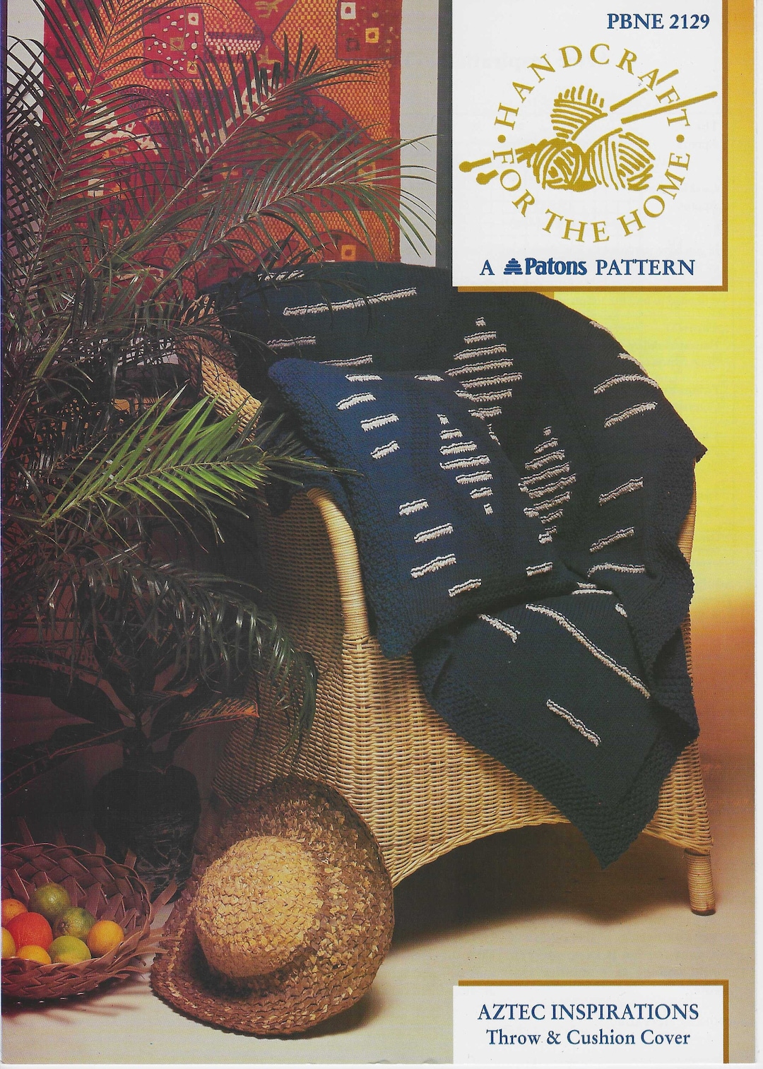 Out-of-print Patons Knitting Pattern 2129 Aztec Inspirations Throw ...