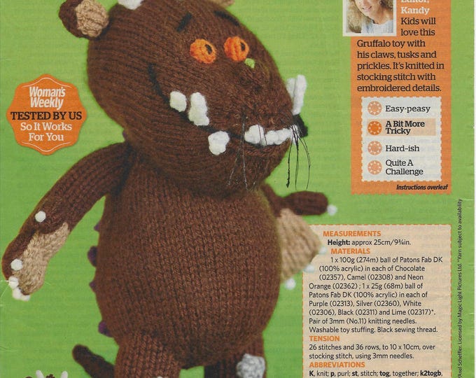Knitting Pattern for a Gruffalo Toy Doll in Double Knitting: Page ...