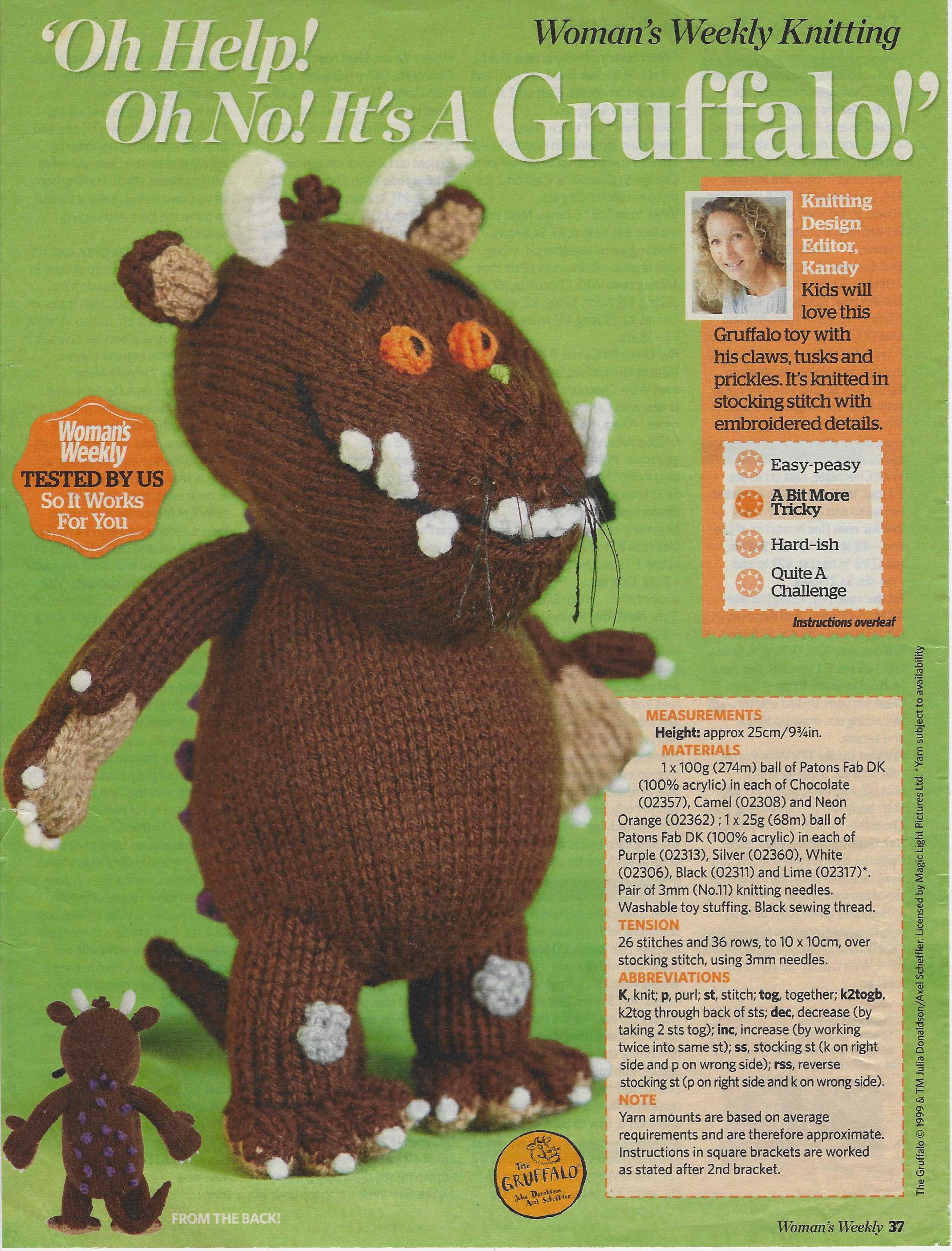 Knitting Pattern for a Gruffalo Toy Doll in Double Knitting: Page ...