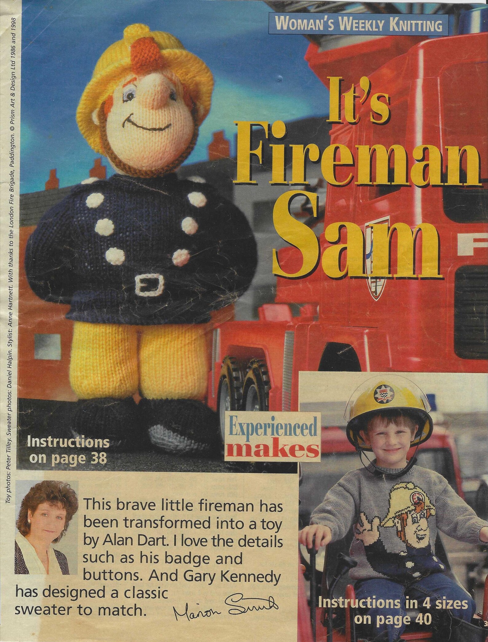 Alan Dart Knitting Pattern: Fireman Sam Toy Doll, Intarsia Picture ...