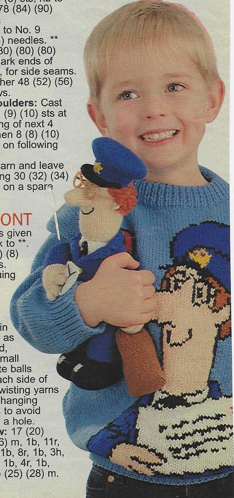 Alan Dart Knitting Pattern Postman Pat Toy Doll and Picture Jumper ...