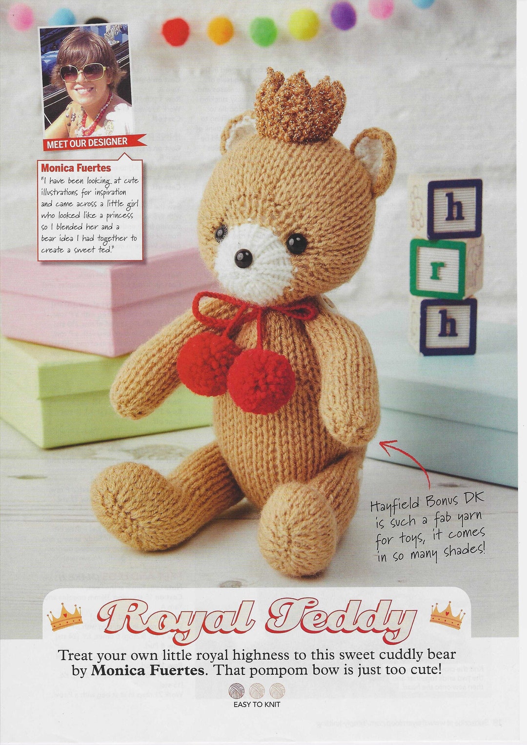 Knitting Pattern Royal Teddy, Prince Teddy Bear Toy Doll in Double ...