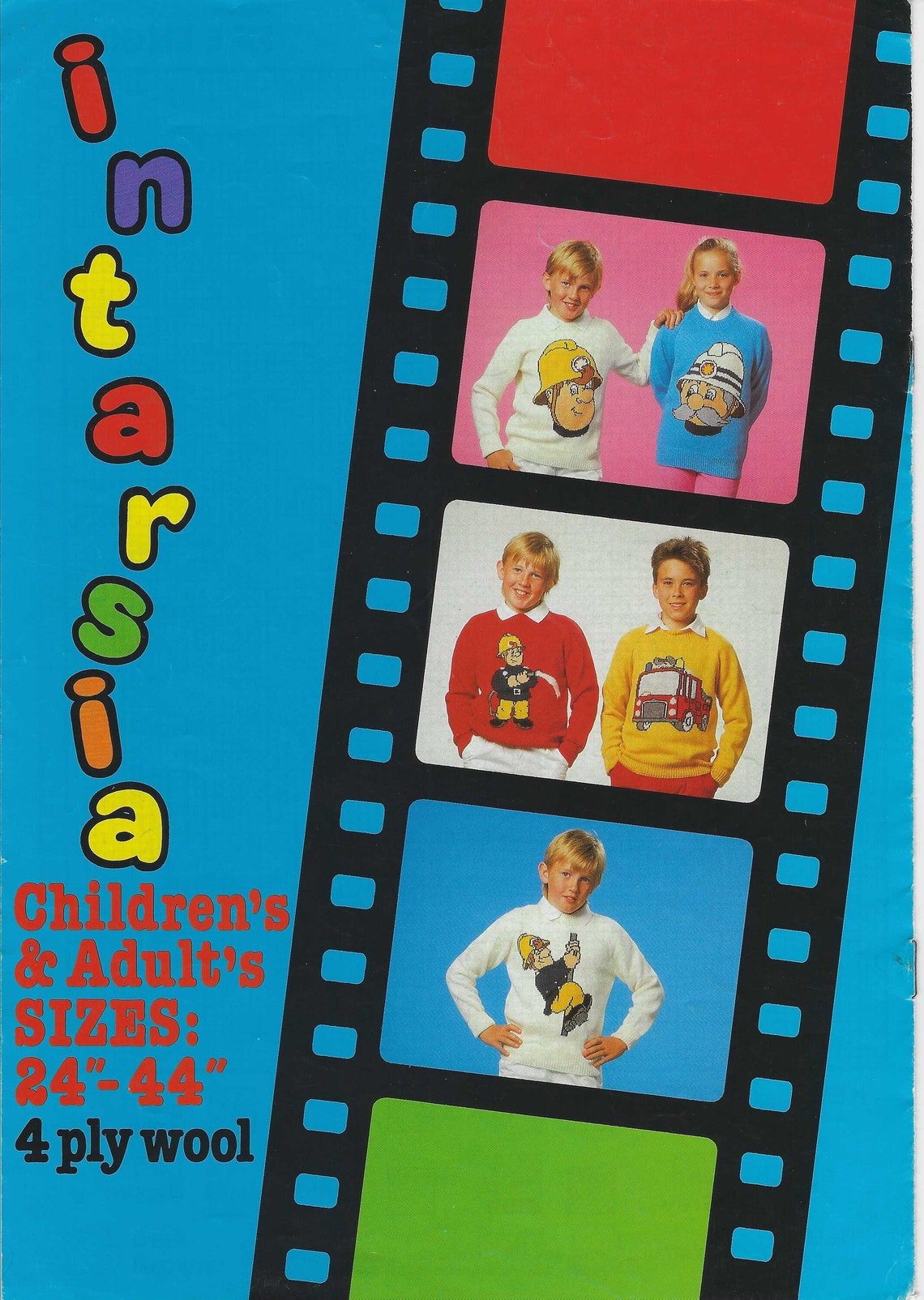Original Vintage Gary Kennedy Intarsia Fireman Sam Knitting Pattern ...