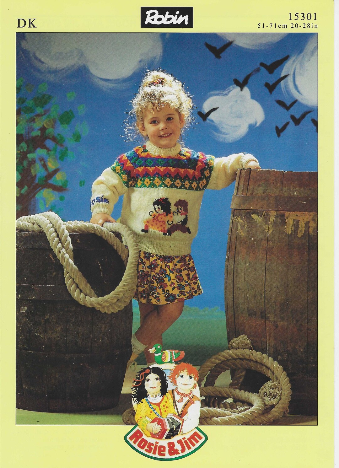 Out-of-print Robin Knitting Pattern 15301, Kids Rosie and Jim Picture ...