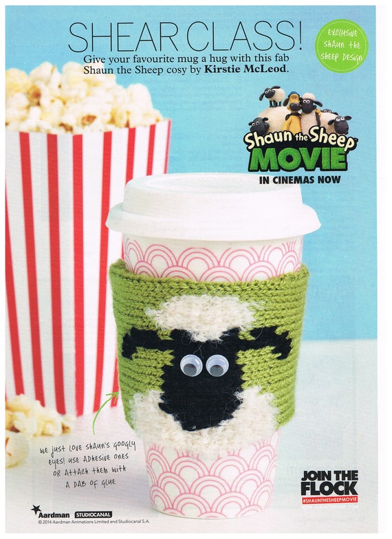 Shaun the Sheep Mug Hug Knitting Pattern in Double Knitting: | Etsy