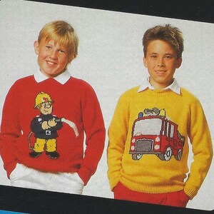Original Vintage Gary Kennedy Intarsia Fireman Sam Knitting Pattern ...