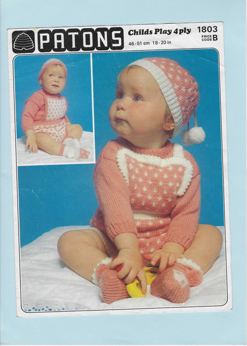 Original Vintage Patons Knitting Pattern 1803: Baby Clothes Outfits ...