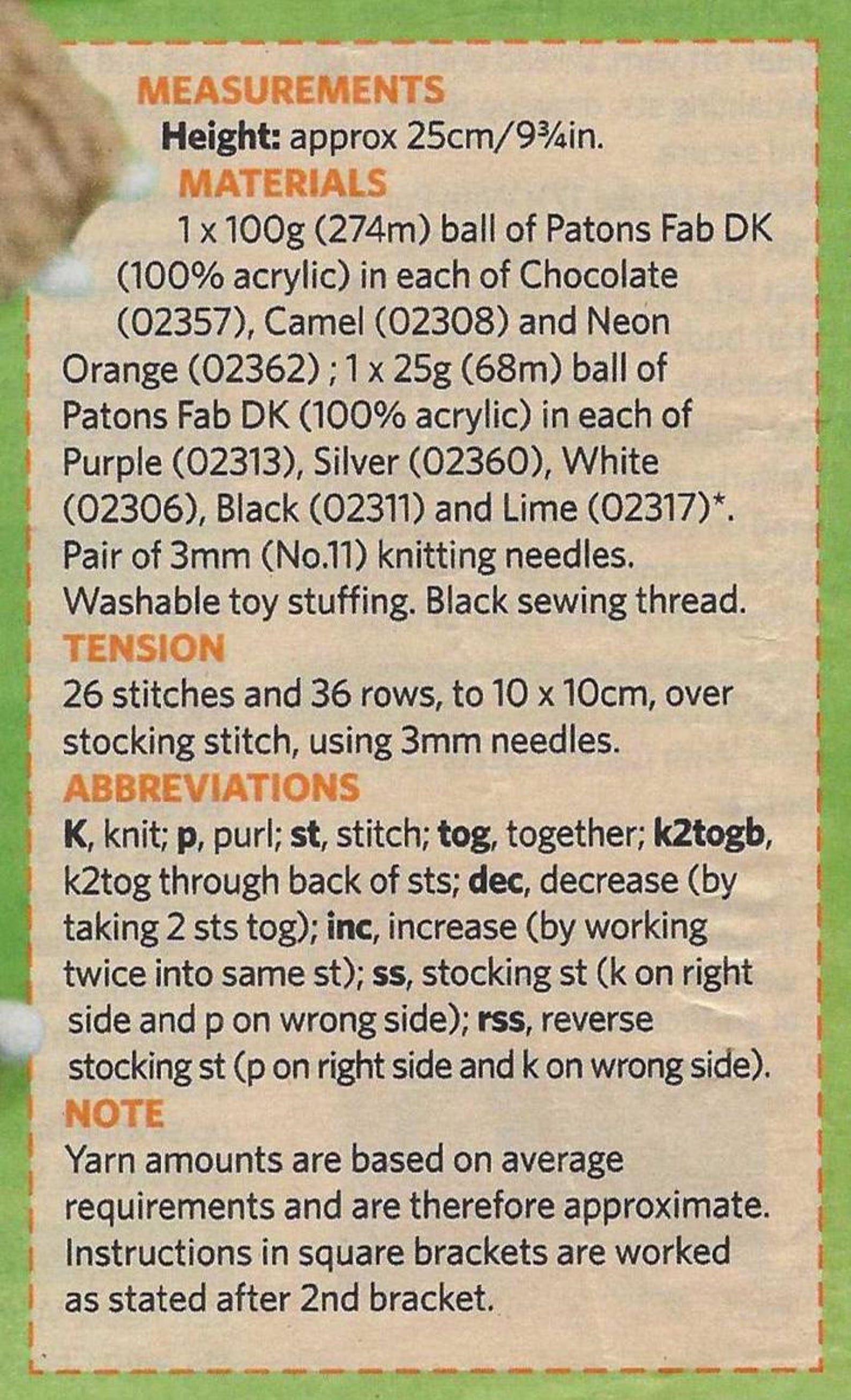 Knitting Pattern for a Gruffalo Toy Doll in Double Knitting: Page ...