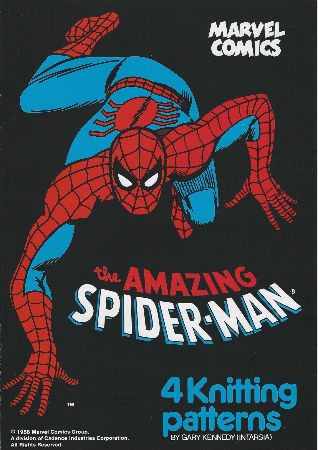 Original Vintage Gary Kennedy Intarsia the Amazing Spiderman Knitting ...