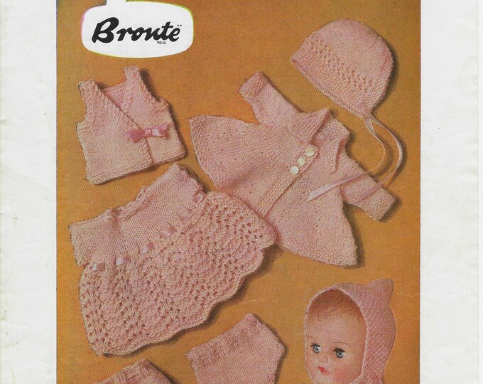 Original Vintage Bronte Knitting Pattern 434: Baby Doll Clothes Outfits ...