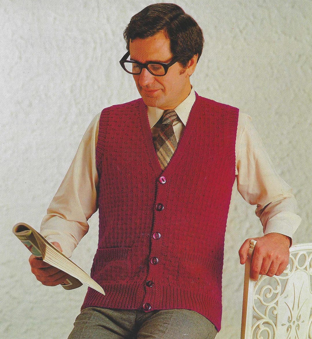 Original Vintage Knitting Pattern Leaflet, Men's Man's Gent's ...