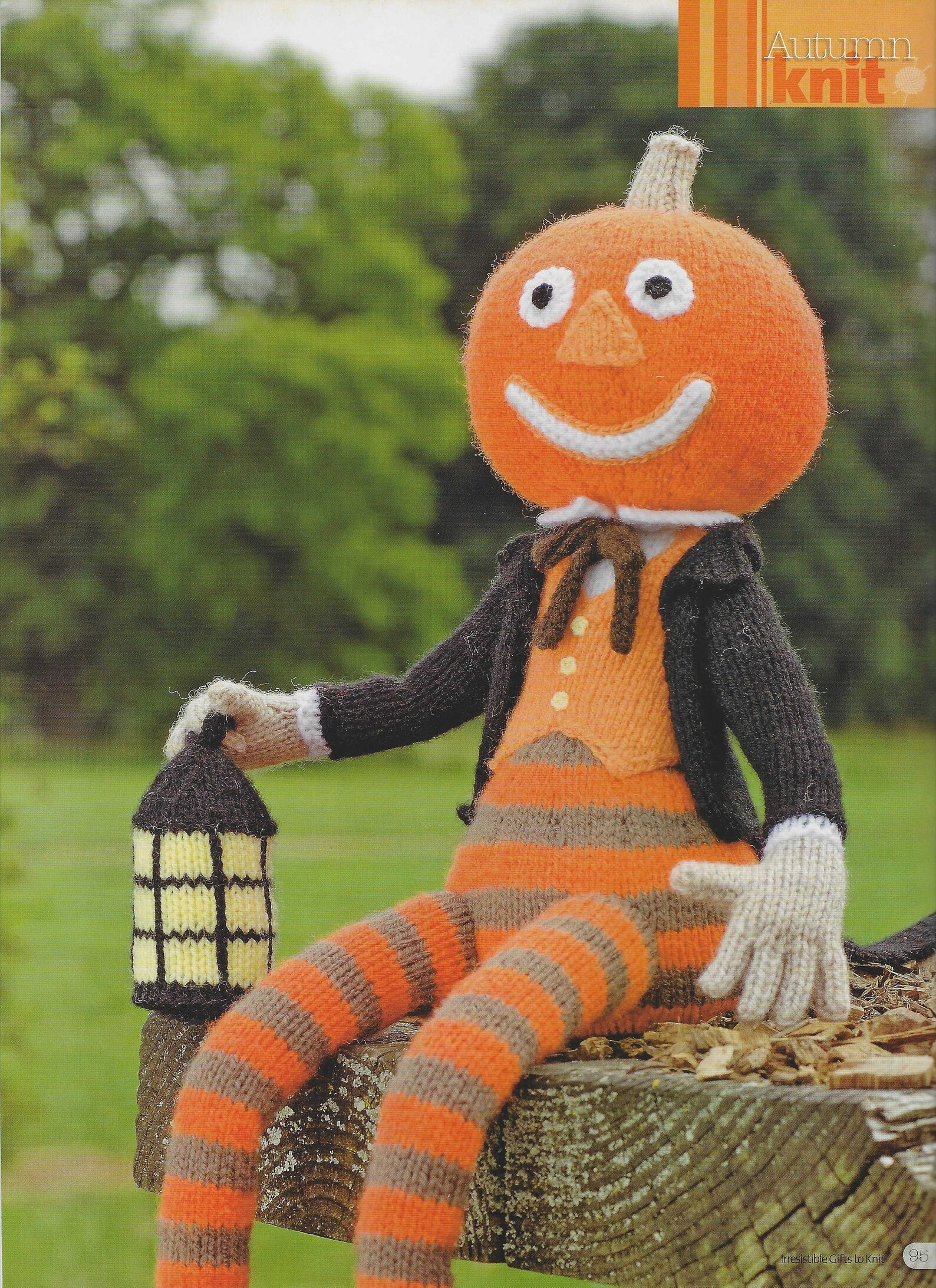 Alan Dart Knitting Pattern Jack O'lantern Pumpkin Halloween Doll Toy in ...