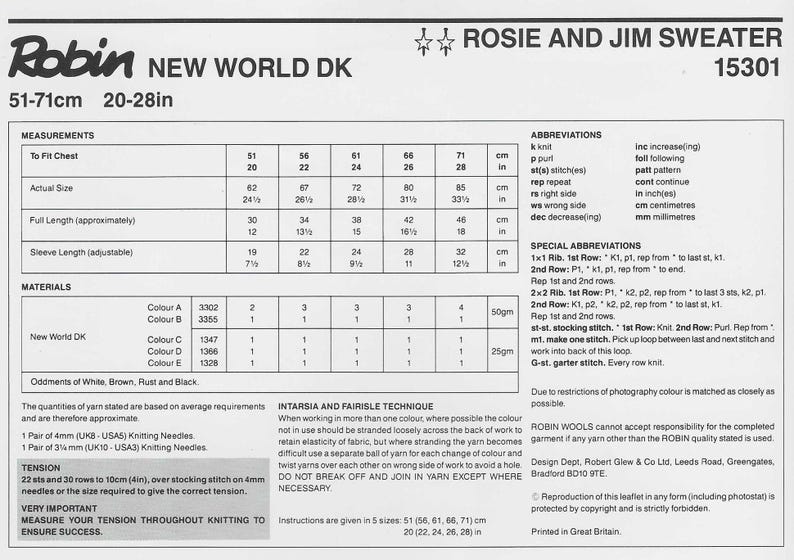 Out-of-print Robin Knitting Pattern 15301, Kids Rosie and Jim Picture ...