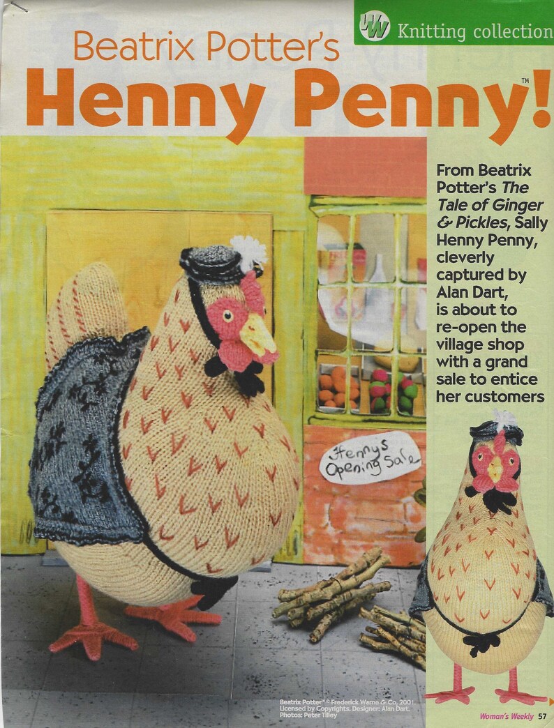 Alan Dart Knitting Pattern Beatrix Potter Henny Penny Toy Doll in ...