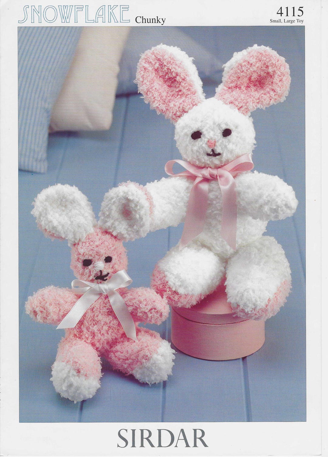 Original Vintage Knitting Pattern Leaflet - Small and Large Rabbit Toys ...