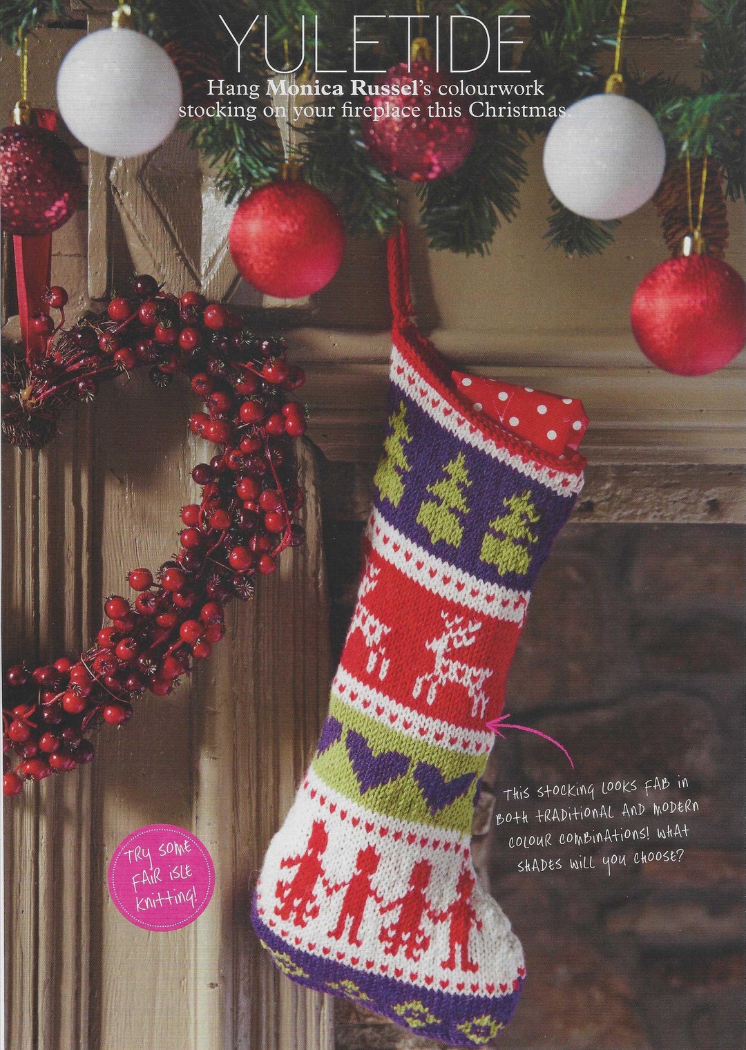 Christmas Knitting Pattern Yuletide Fair Isle Christmas Stocking ...