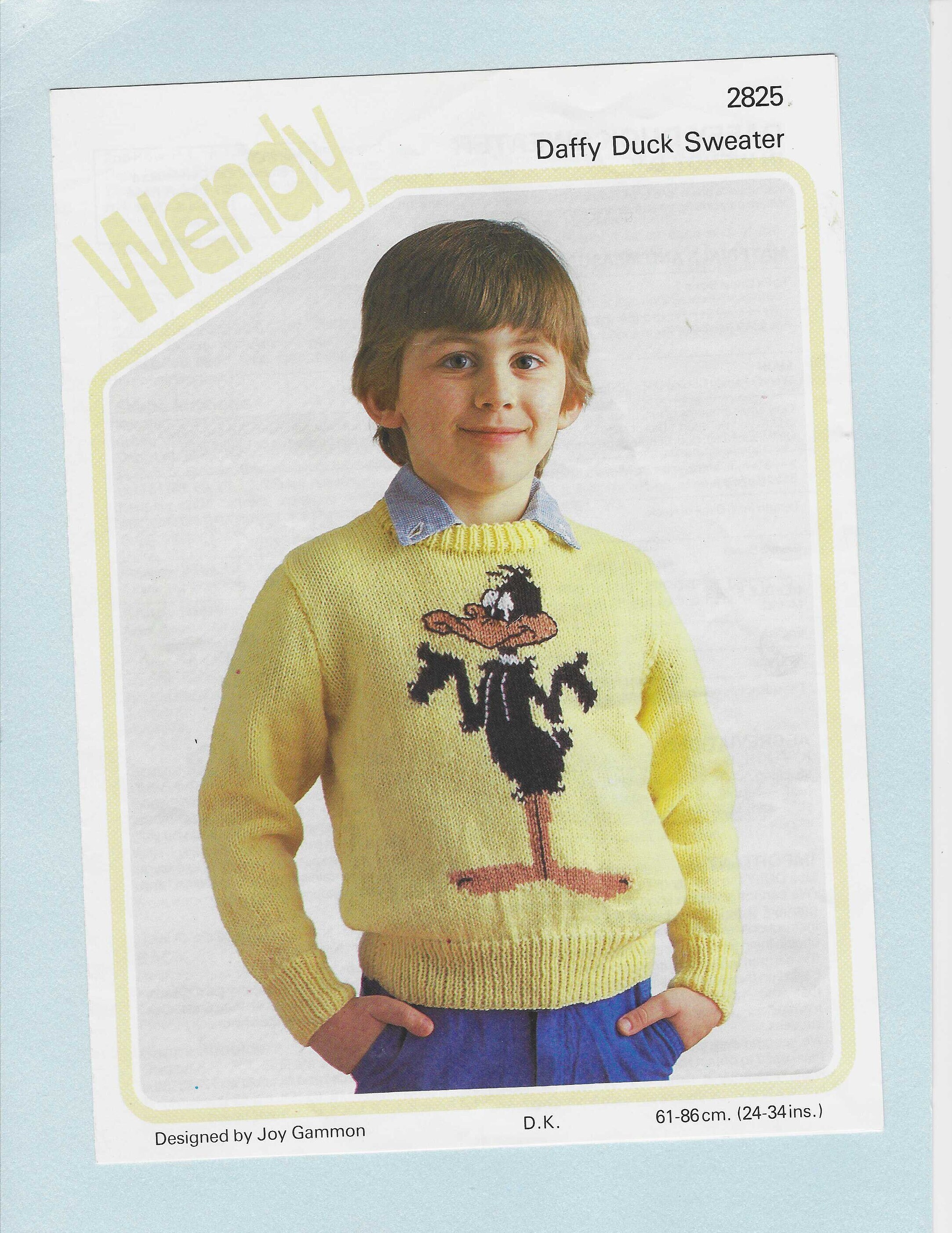 Original Vintage Wendy Knitting Pattern 2825: Kids' Daffy Duck Picture ...