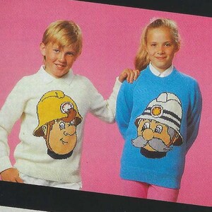 Original Vintage Gary Kennedy Intarsia Fireman Sam Knitting Pattern ...