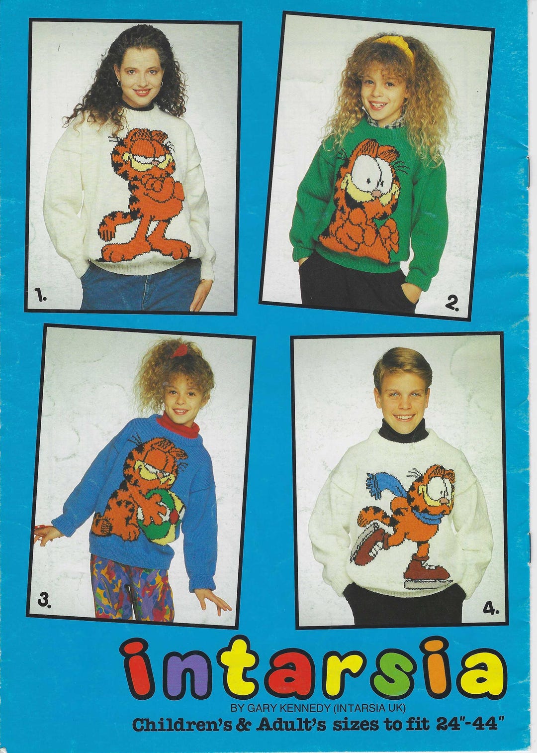 Original Vintage Gary Kennedy Intarsia Garfield Knitting Pattern ...