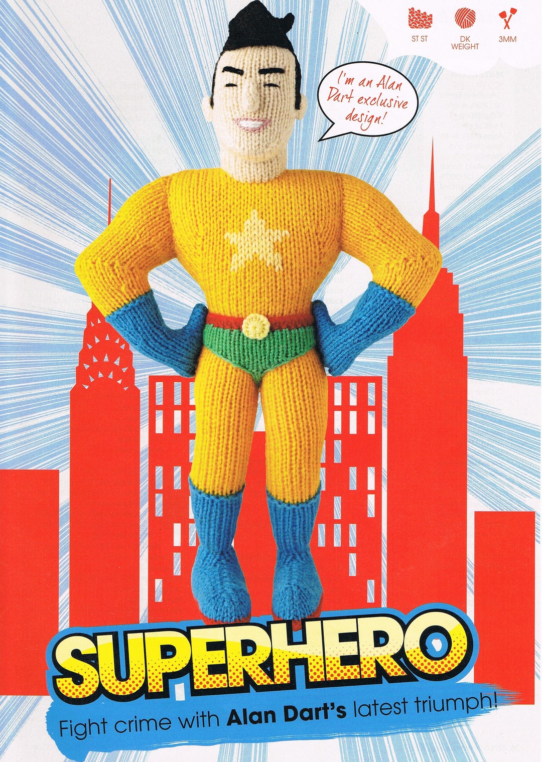 Alan Dart Knitting Pattern Superhero Superman Toy Doll in Double ...