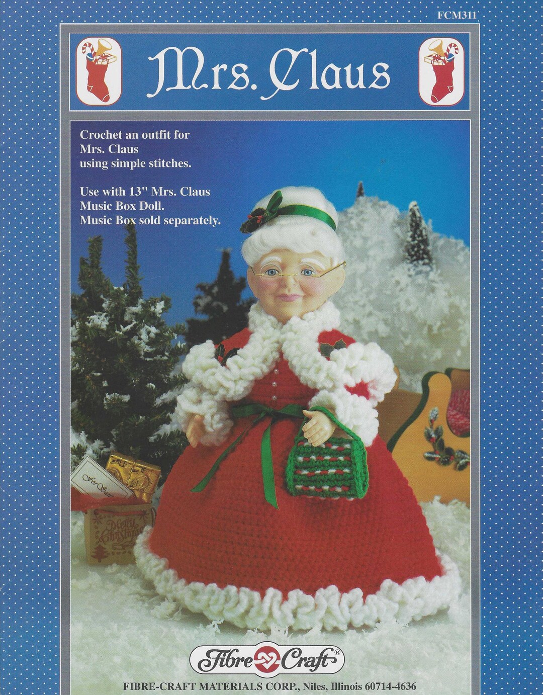 Original Fibrecraft Crochet Pattern Leaflet FCM311: Mrs Claus ...