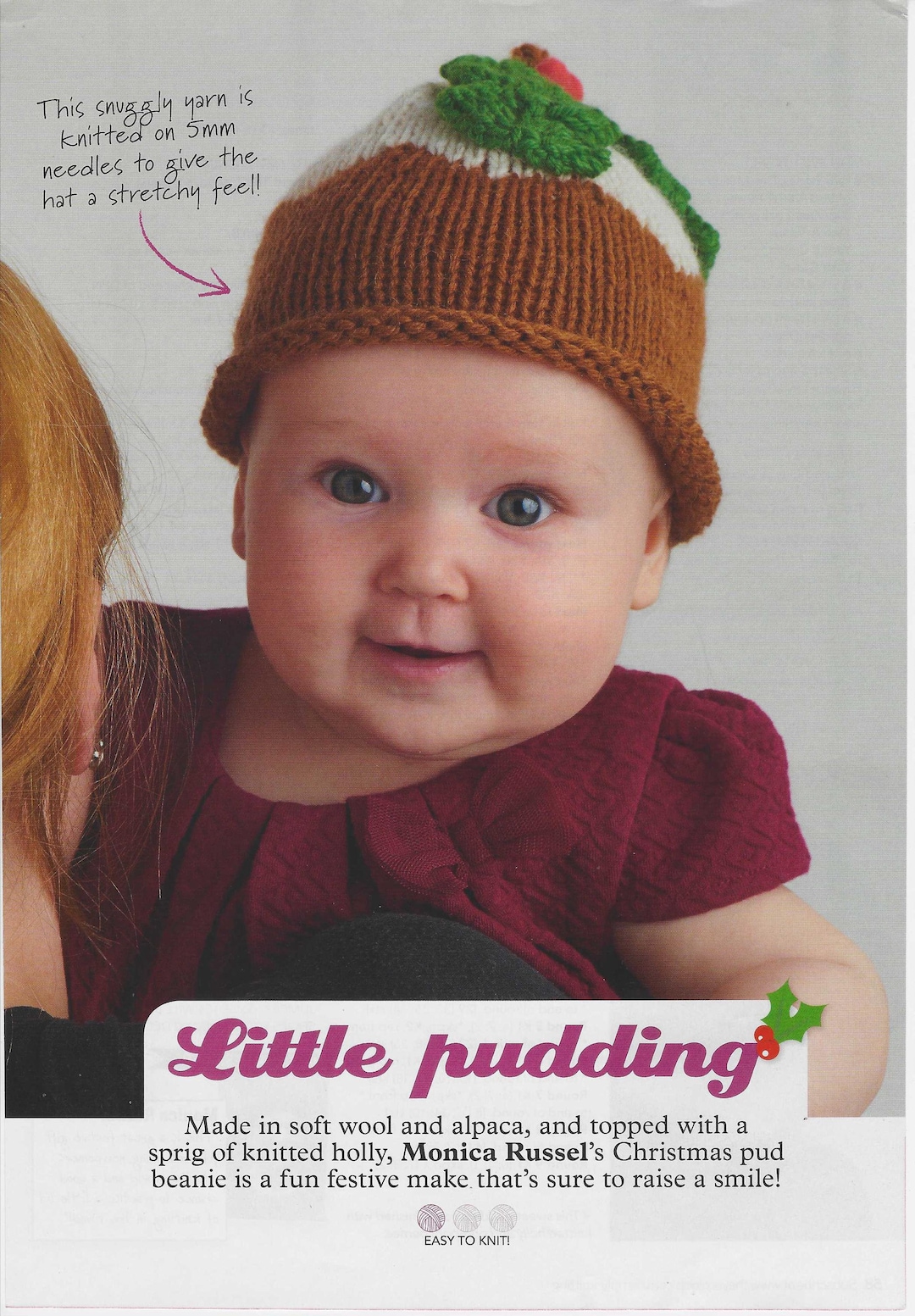Christmas Knitting Pattern Little Pudding, Christmas Pudding Hat Beanie ...