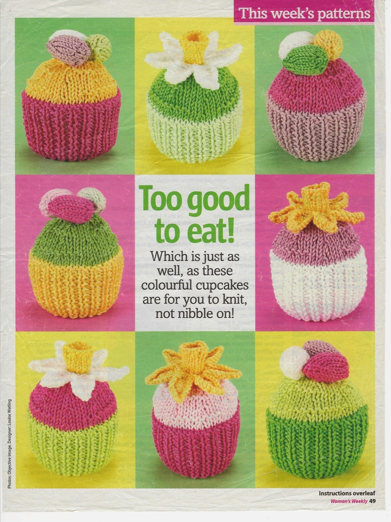 Knitting Pattern 'too Good to Eat' Cakes Easter Cupcake Decorations ...